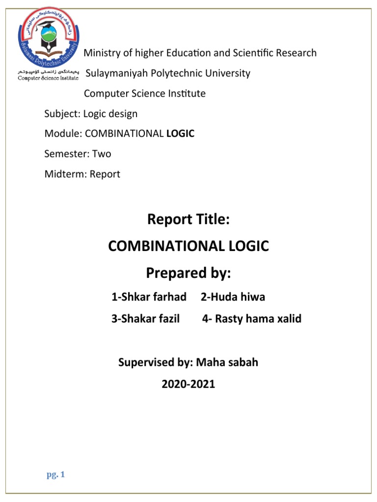 Report Title: Combinational Logic Prepared by | PDF | Logic Gate | Boolean Algebra