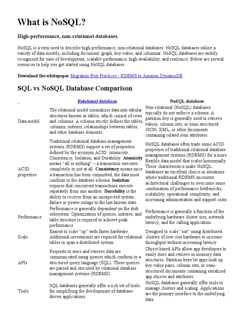What Is NoSQL | Download Free PDF | No Sql | Databases