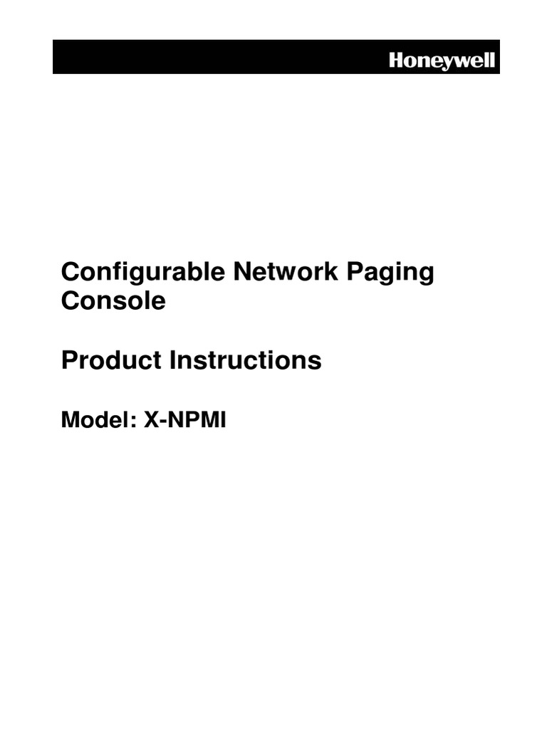 Configurable Network Paging Console Product Instructions: Model: X-NPMI ...