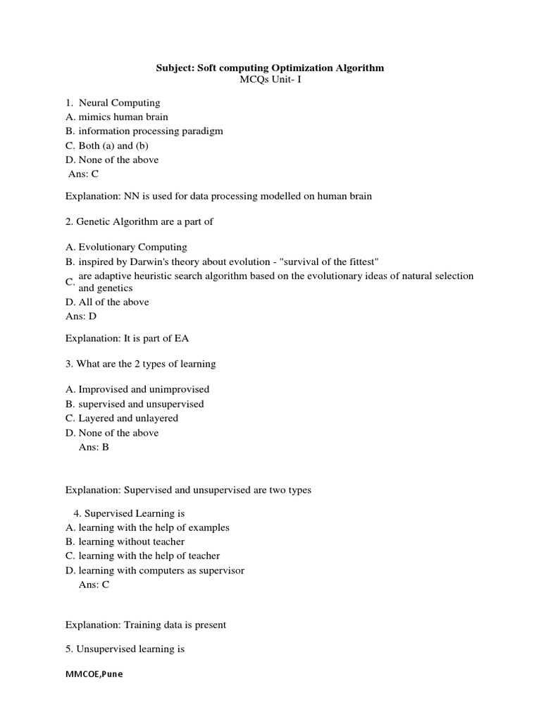 SCOA MCQ-merged PDF | PDF | Fuzzy Logic | Artificial Neural Network