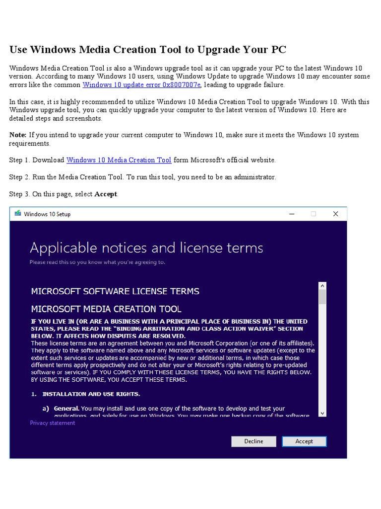 Upgrade Windows 10 with Media Tool Guide | PDF | Windows 10 | Microsoft ...