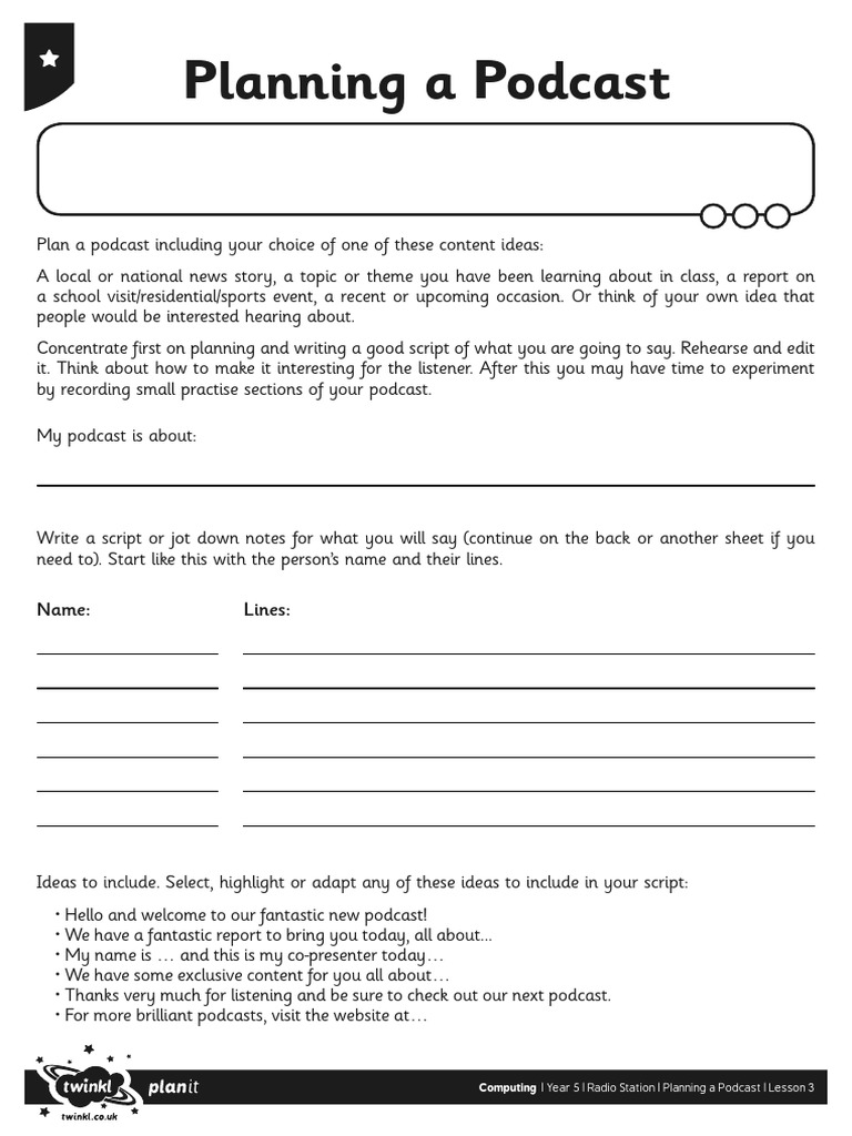 Activity Sheet Planning A Podcast | PDF | Career & Growth