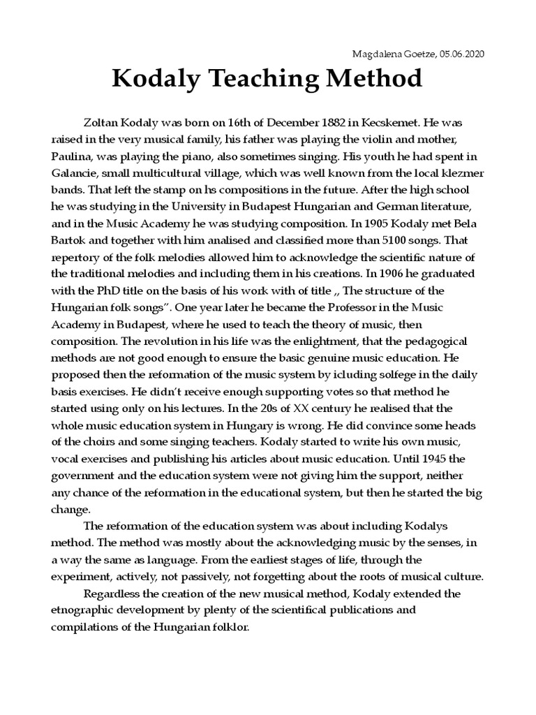 Kodaly Teaching Method | PDF | Songs | Singing