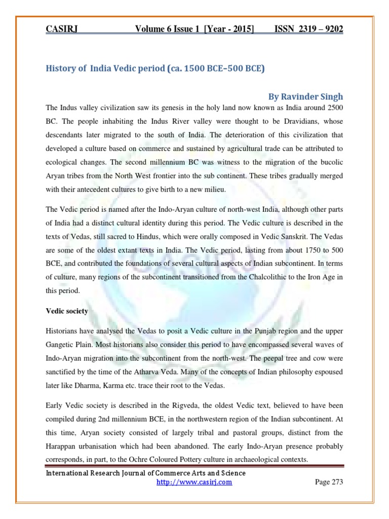 Vedic Period: India 1500-500 BCE Overview | PDF | Sikhism | Religion ...