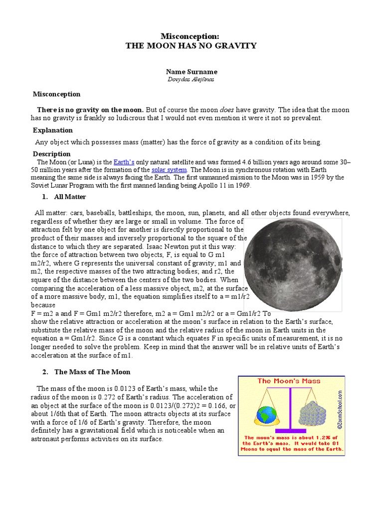 Misconception: The Moon Has No Gravity | PDF | Gravity | Moon