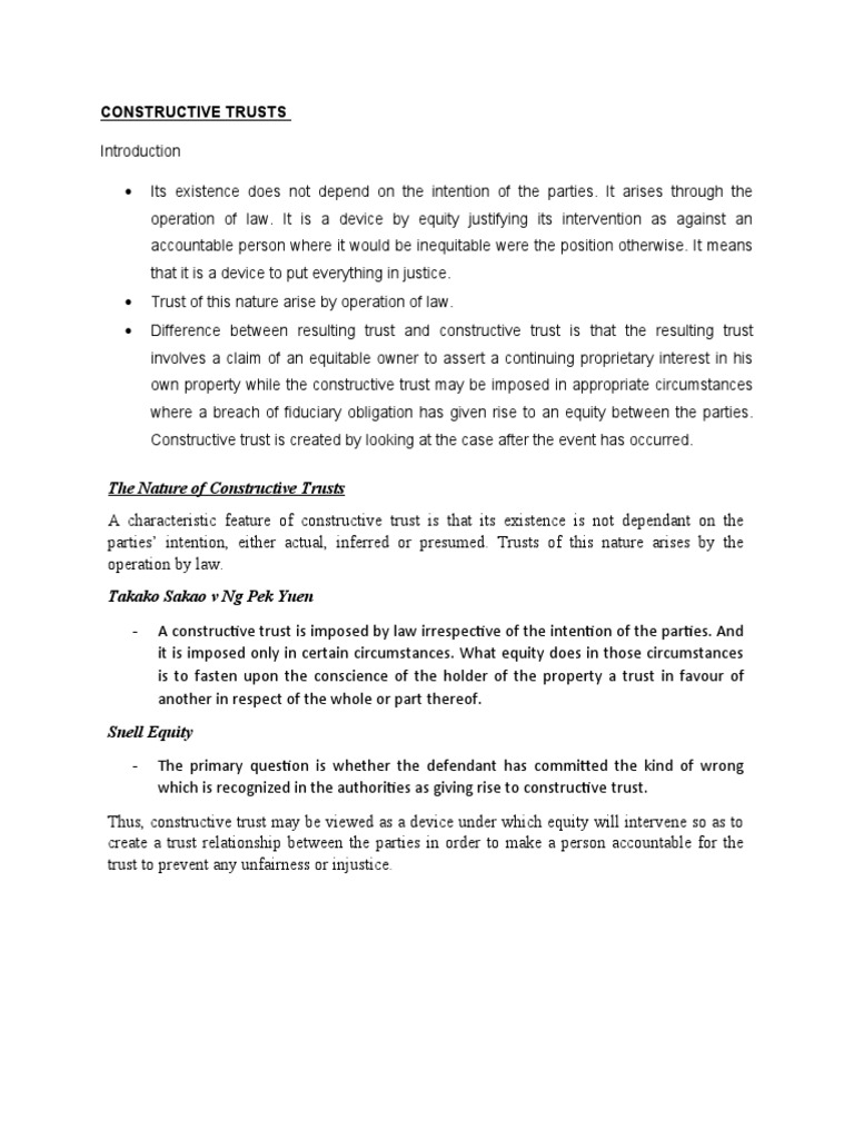 The Nature of Constructive Trusts | PDF | Trust Law | English Trust Law