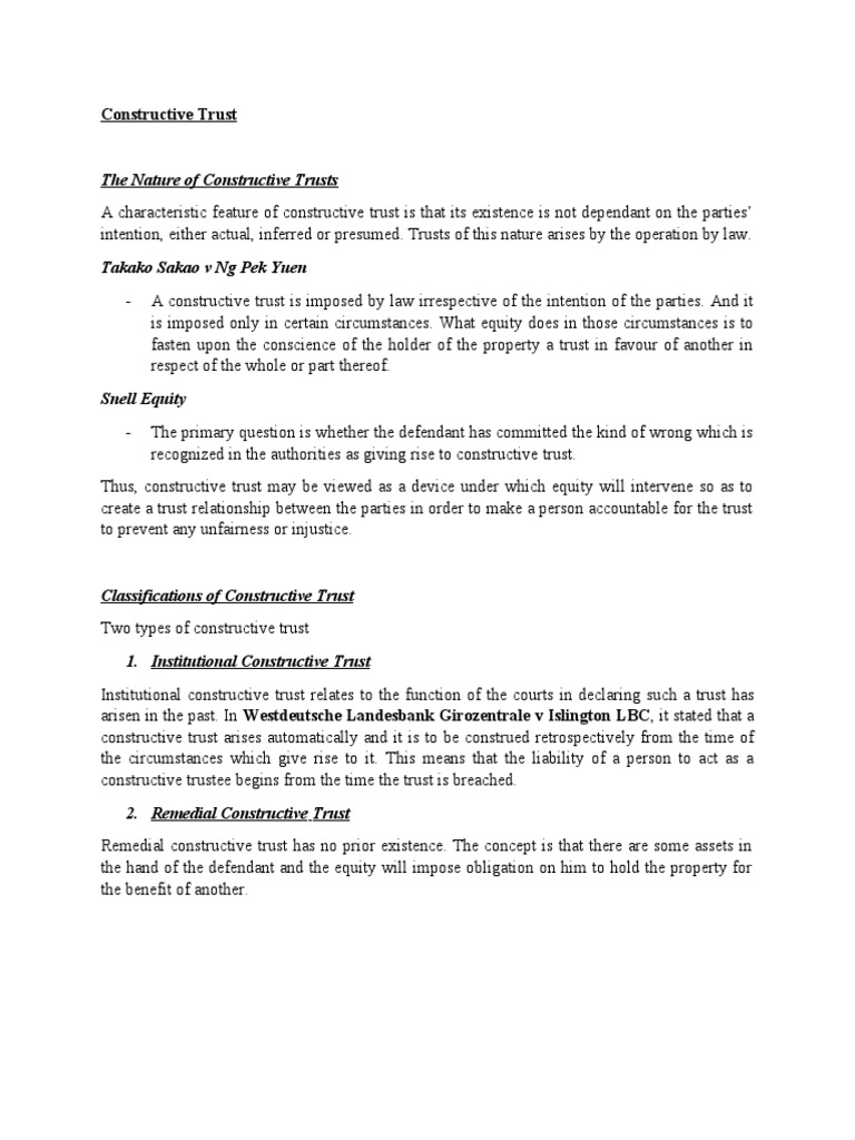 The Nature of Constructive Trusts | PDF | Fiduciary | Trust Law