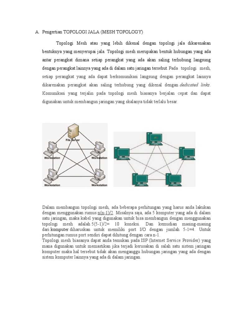 Pengertian TOPOLOGI JALA (Topologi Mesh) | PDF