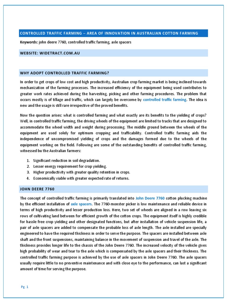 Benefits of Controlled Traffic Farming | PDF | Axle | Tillage