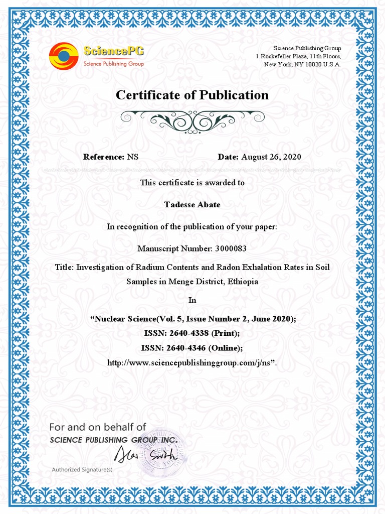 Certificate of Publication-1 | PDF | Social Science | Science & Mathematics