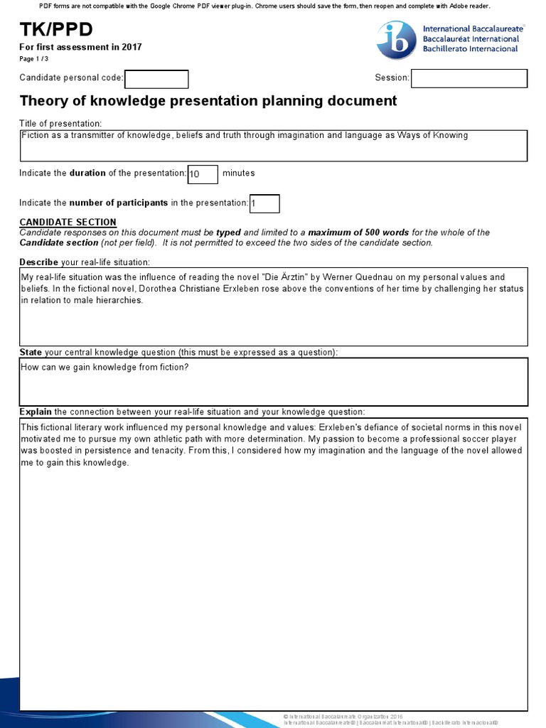 TK/PPD: Theory of Knowledge Presentation Planning Document | PDF ...