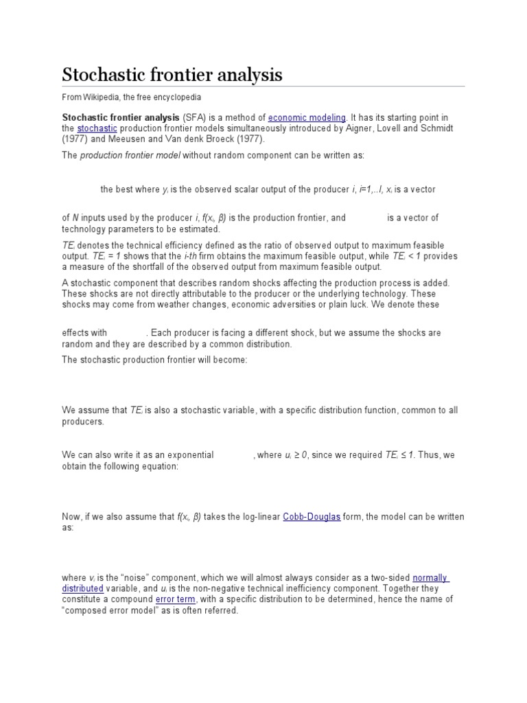 Stochastic Frontier Analysis And Dea Pdf Statistics Applied Mathematics