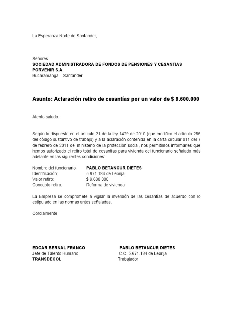 Solicitud de Cesantias | PDF