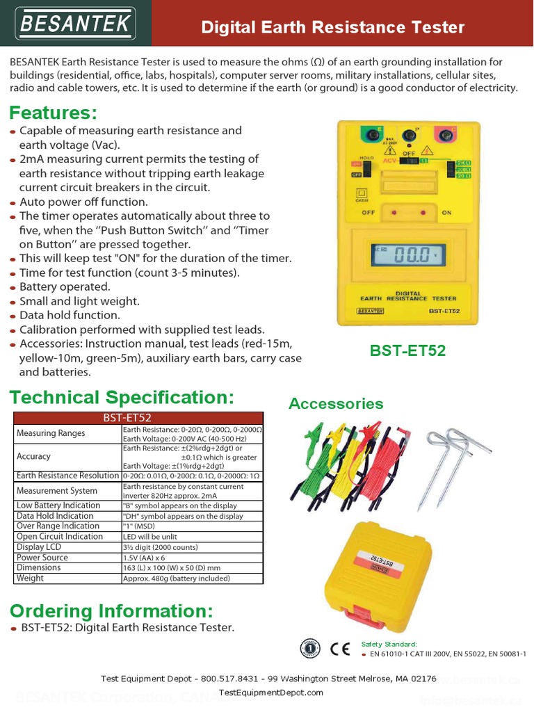 Features:: Digital Earth Resistance Tester | PDF | Electrical ...