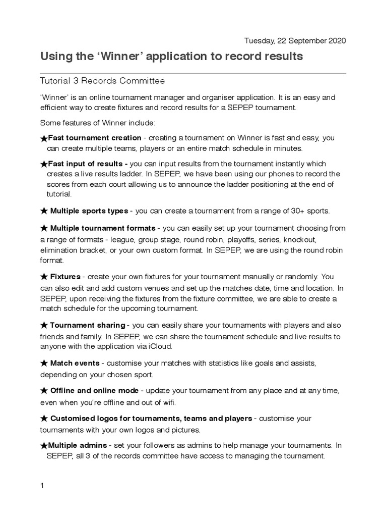Winner Application | PDF | Tournament | Gaming