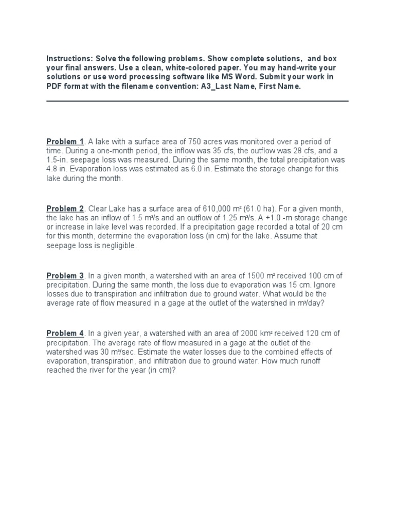 Activity #3 Water Balance | PDF