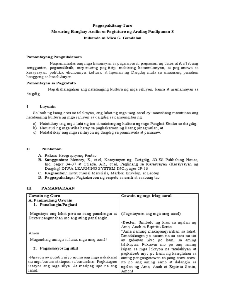 Final Lesson Plan in Grade8 | PDF