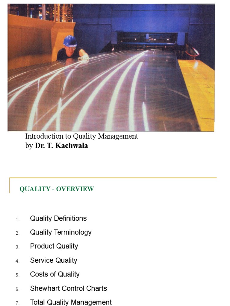 Introduction To Quality Management by Dr. T. Kachwala | PDF | Quality ...