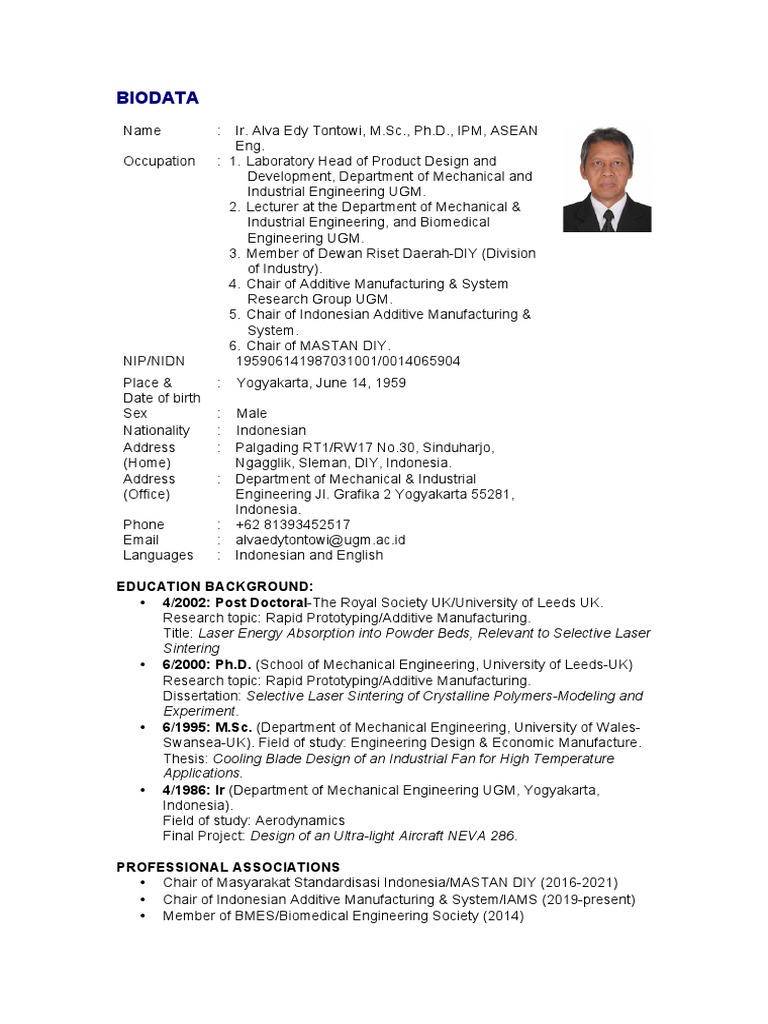 Biodata: Education Background | PDF | 3 D Printing | Composite Material