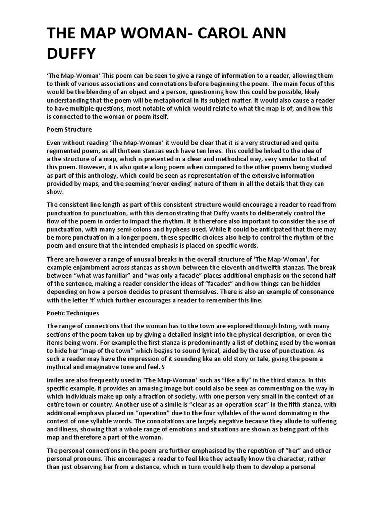 The Mapping of Identity: An Analysis of Carol Ann Duffy's 'The Map ...