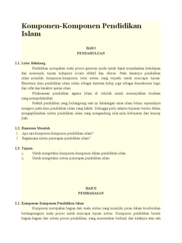 Komponen-Komponen Pendidikan Islam | PDF