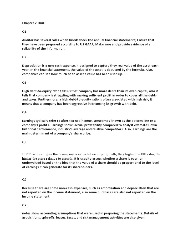 Intro To Finance. Ch2, Quiz | PDF