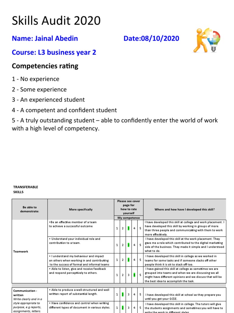 04 Skills Audit Document | PDF | Competence (Human Resources ...