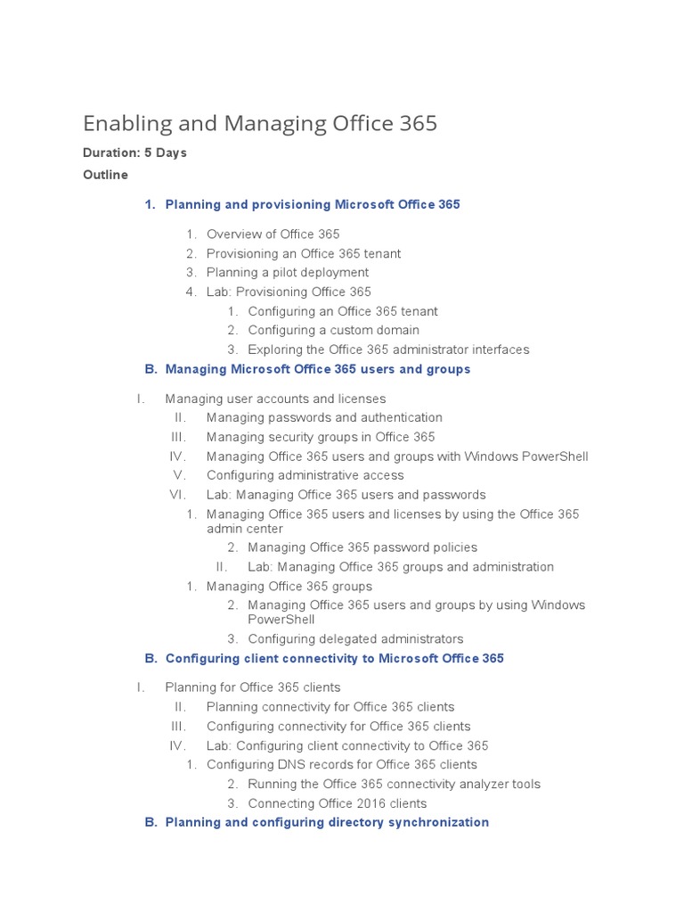 Enabling and Managing Office 365 | PDF | Office 365 | Share Point