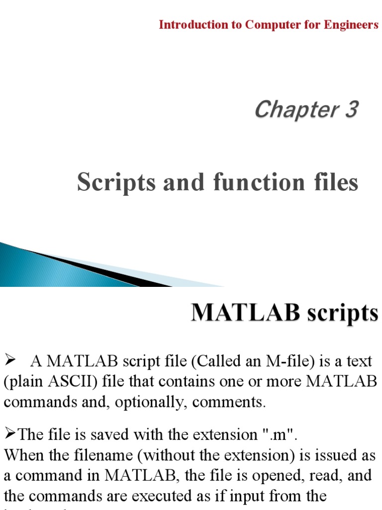 Scripts And Function Files Introduction To Computer For Engineers Pdf Matlab Subroutine 