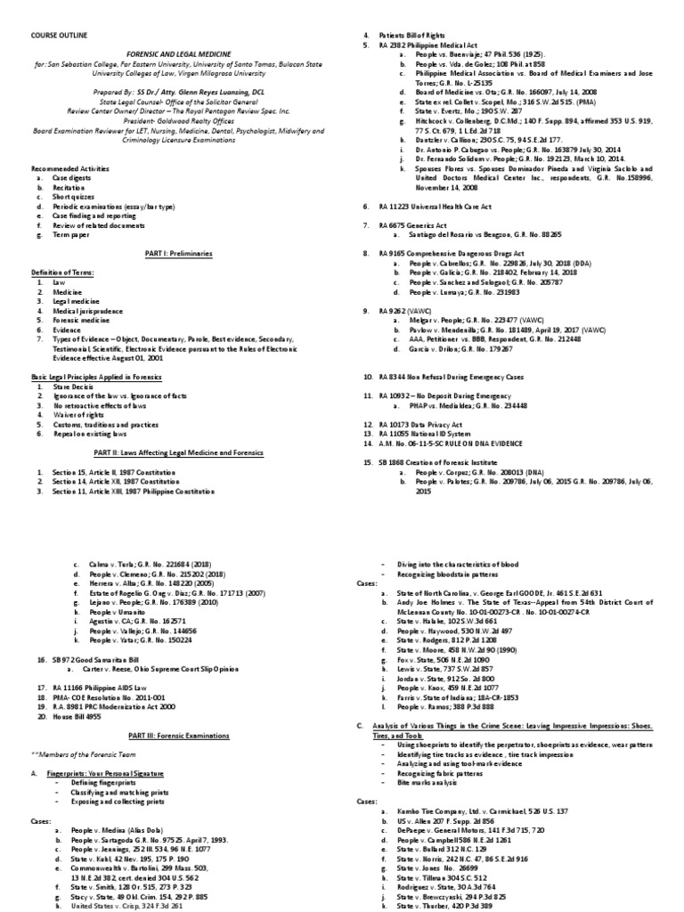 Streamlined Forensics Syllabus | PDF | Common Law | Justice