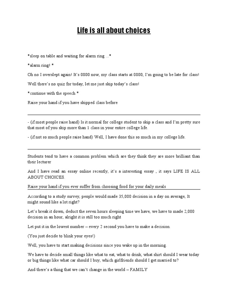 Life Is All About Choices | PDF