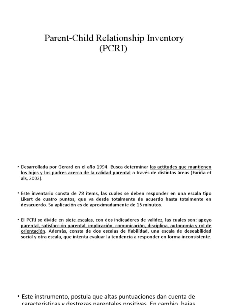 Parent - Child Relationship Inventory (PCRI) | PDF