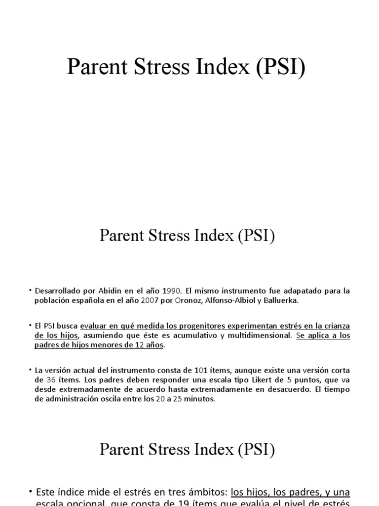 Parent Stress Index (PSI) | PDF