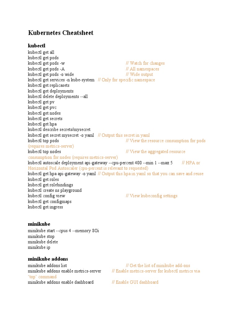 Kubernetes Cheatsheet: Kubectl | PDF | Computer Architecture | System ...