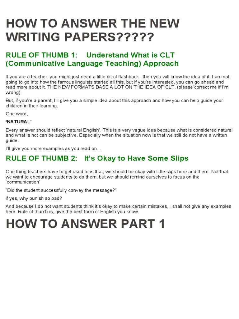 Guide to New Writing Paper Formats | PDF | Question | Communication