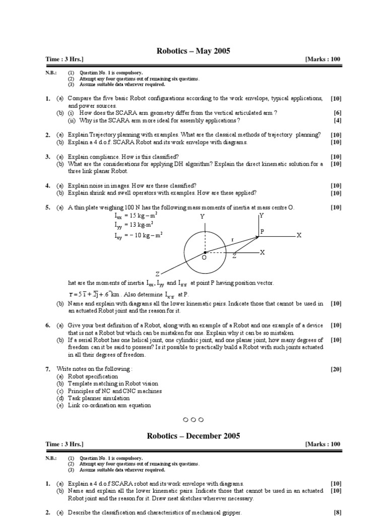 Robotics - Mumbai Univ - Sem 8 Elex | PDF | Kinematics | Numerical Control