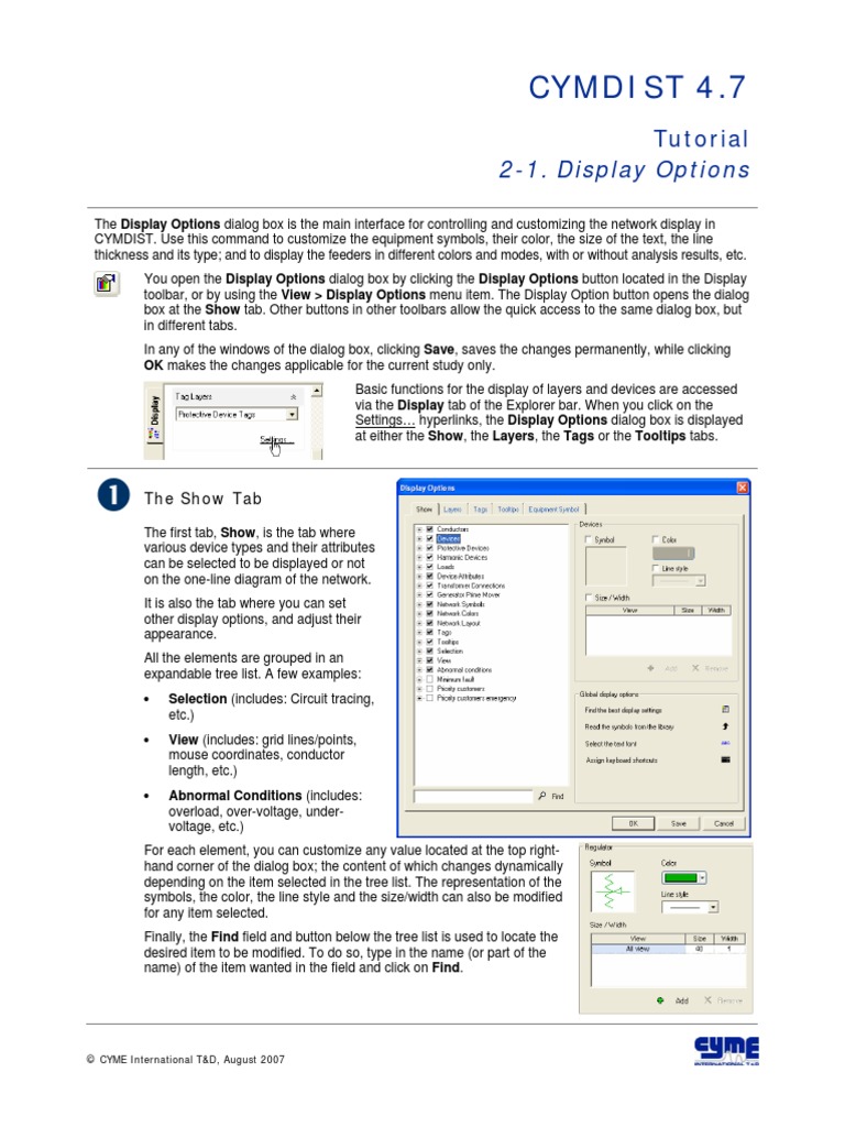 Cymdist 4.7: 2-1. Display Options | PDF | Dialog Box | Menu (Computing)