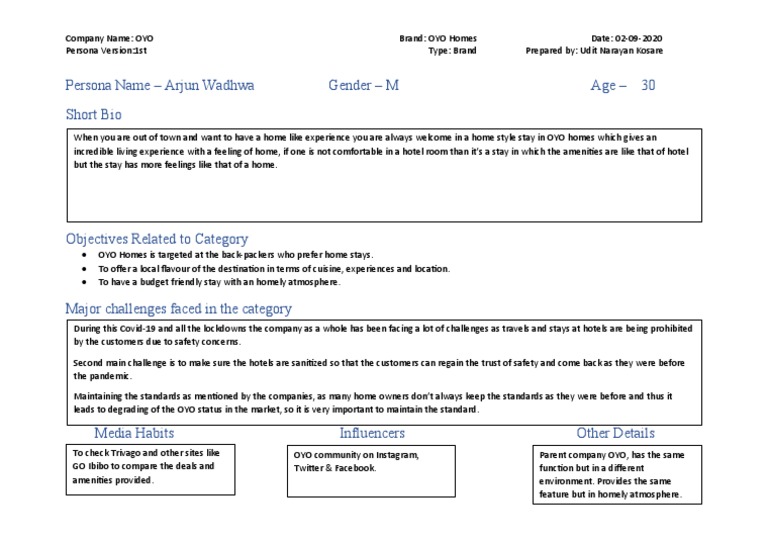 Persona Worksheet | PDF