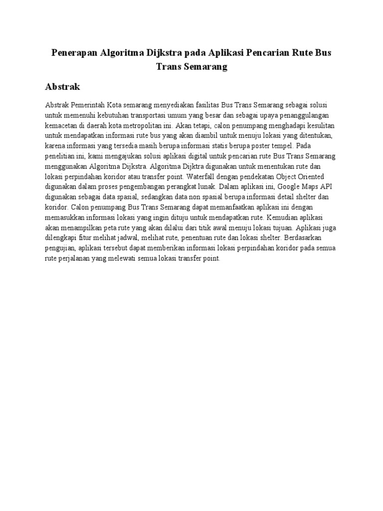 Penerapan Algoritma Dijkstra Pada Aplikasi Pencarian Rute Bus Trans ...