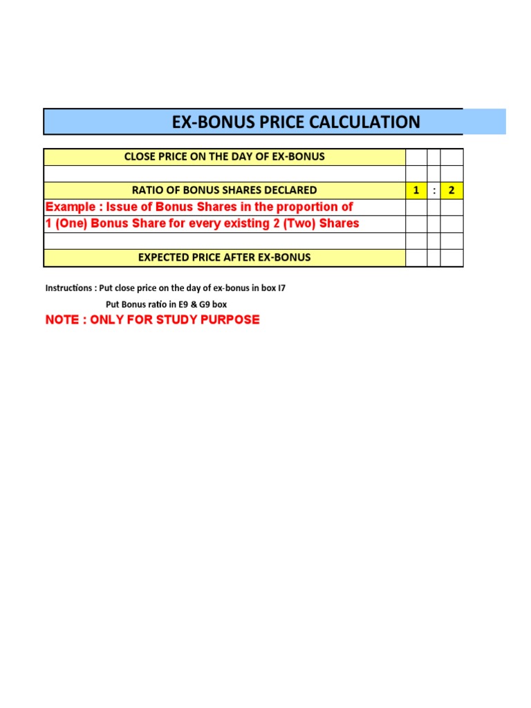 Ex-Bonus Price Calculation Guide | PDF | Games & Activities