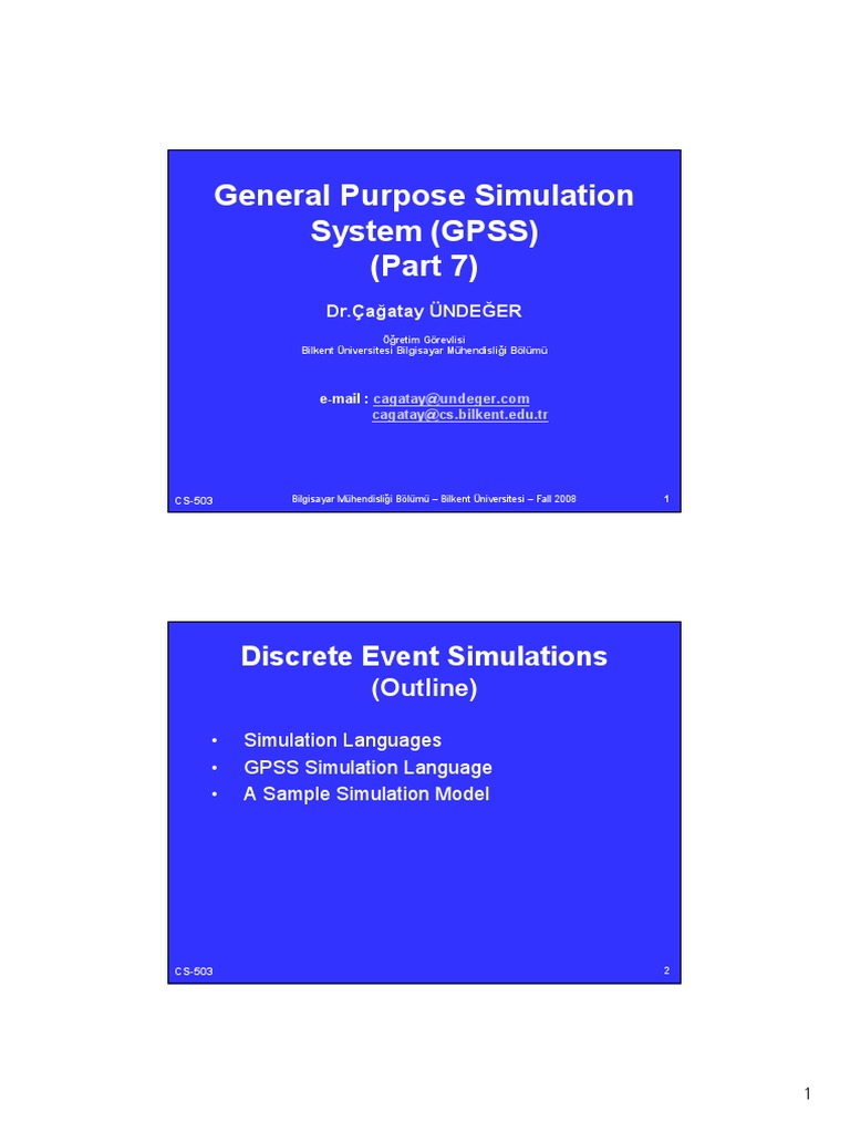 General Purpose Simulation System (GPSS) (Part 7) : Discrete Event Simulations | PDF ...