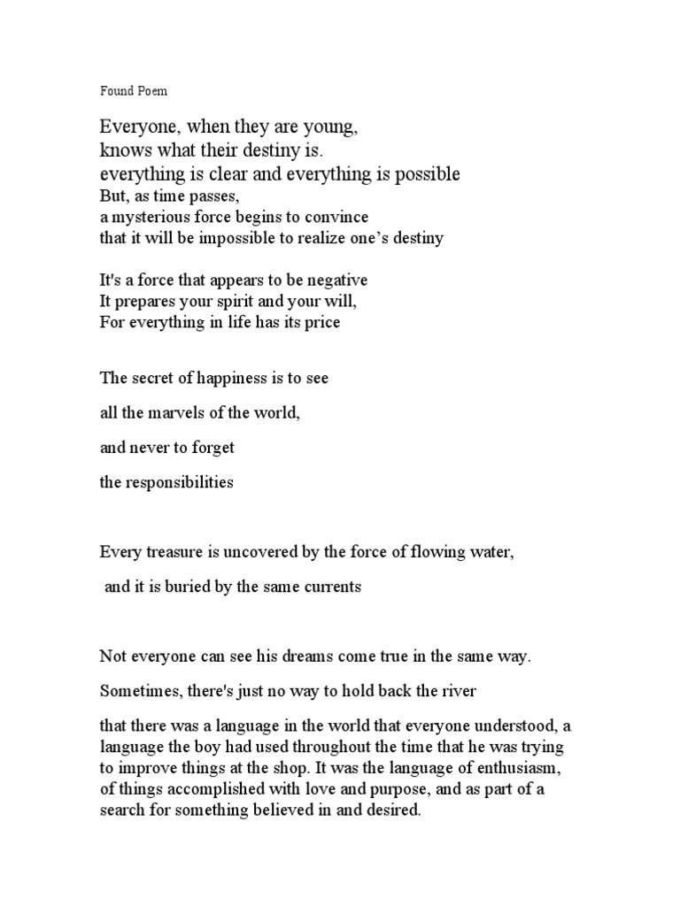 Found Poem: Destiny and Love | PDF | Soul