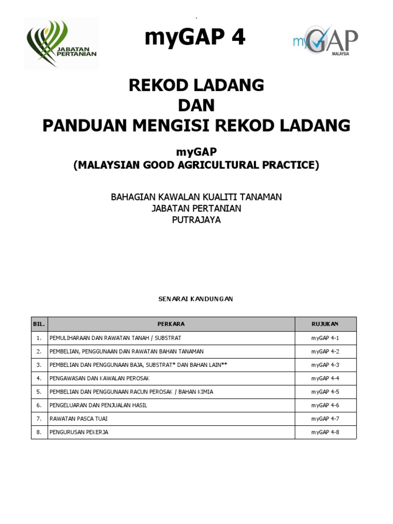 myGAP 4 - Rekod Ladang Dan Panduan Mengisi (Final-Print) | PDF