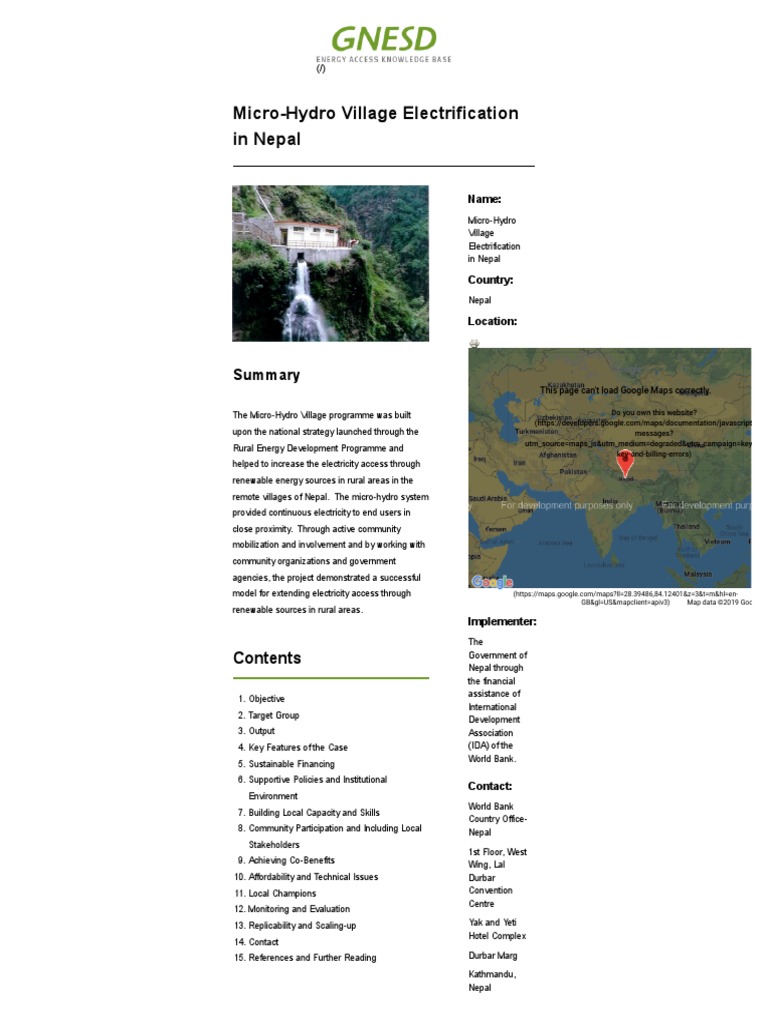 Micro-Hydro Village Electrification in Nepal | PDF | Hydroelectricity ...