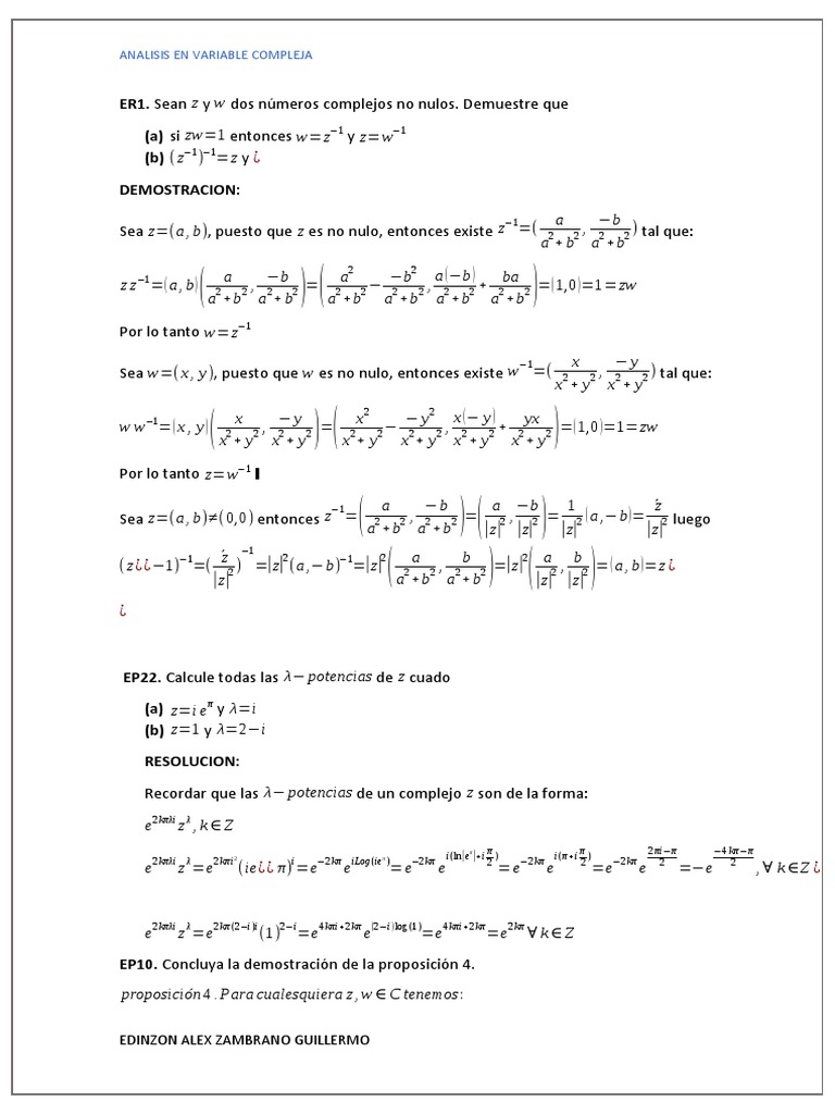 Variable Compleja 1 | PDF | Análisis complejo | Enseñanza de matemática