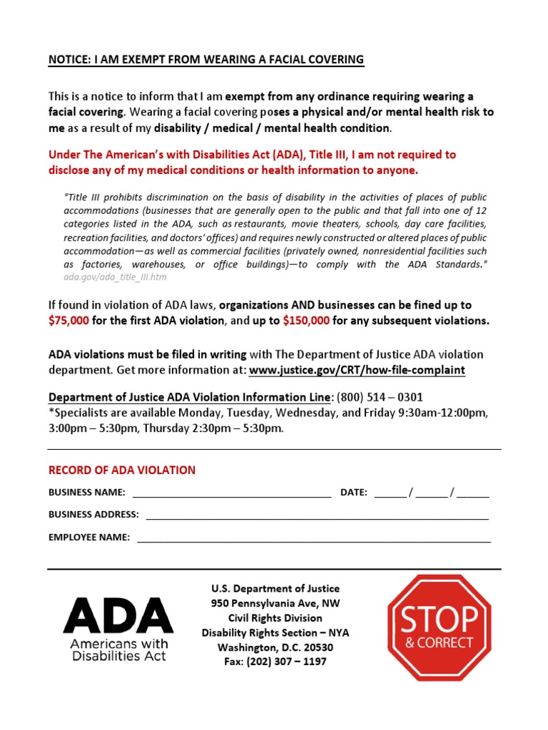 ADA Mask Violation | PDF