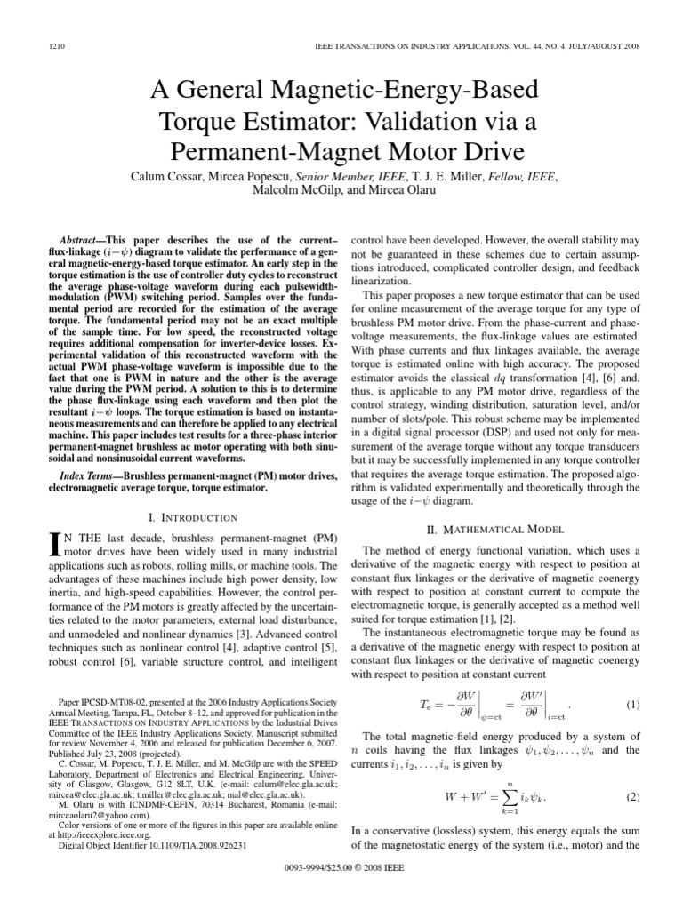 A General Magnetic Energy Based | PDF | Electric Motor | Power Inverter