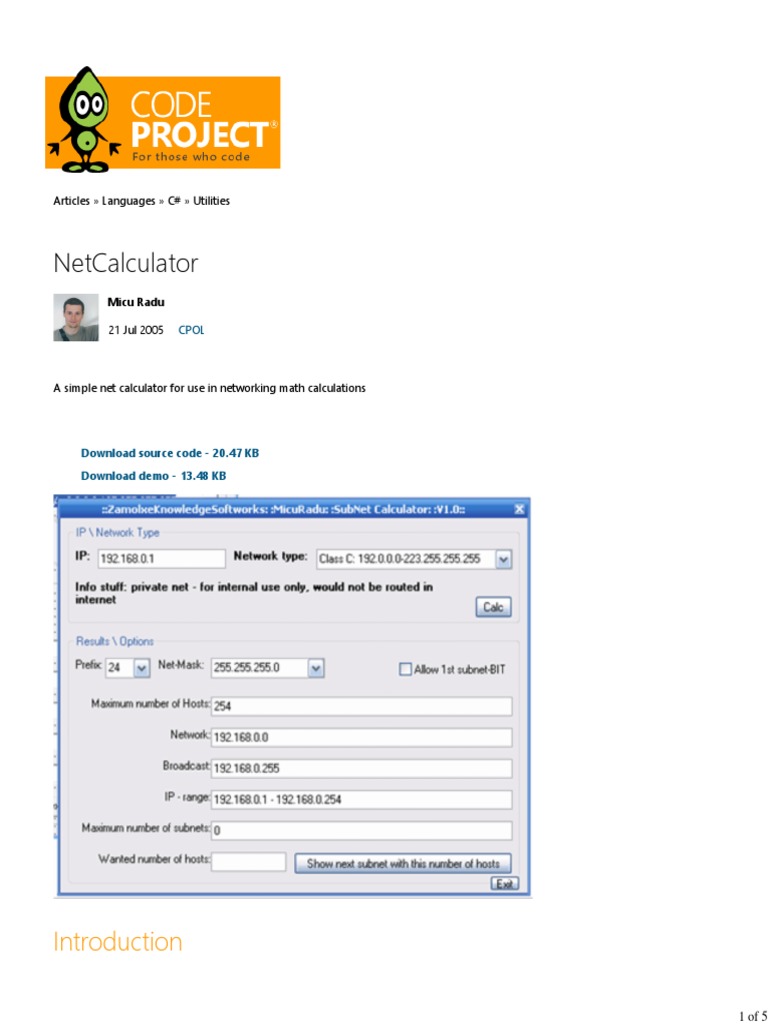 NetCalculator - CodeProject | PDF | Ip Address | Computing