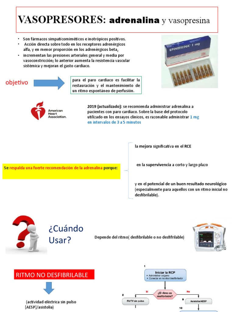 Vasopresores | PDF | Reanimación cardiopulmonar | Paro cardíaco