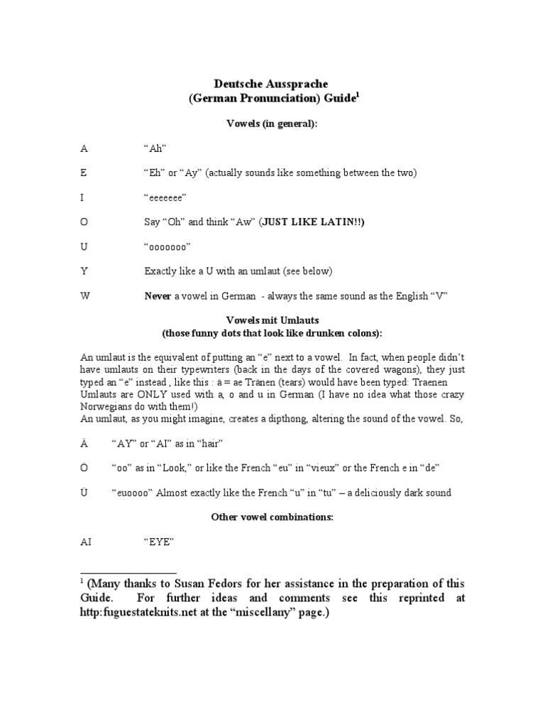 German Pronunciation Guide | PDF | German Language | Vowel